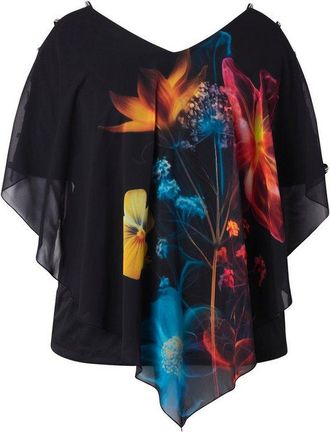 Ulla Popken Druckbluse Chiffonbluse Bl&uuml;ten doppellagig V-Ausschnitt