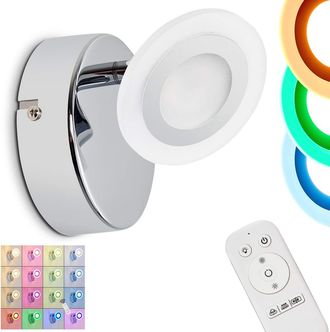 HOFSTEIN LED Wandleuchte Lucy, dimmbare Wandlampe aus Metall in Chrom, 1-flammiger Wandspot mit verstellbarem Strahler, 5 Watt, 350 Lumen, Lichtfarbe 3000 Kelv