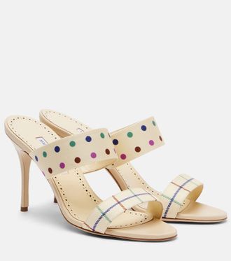 Manolo Blahnik Mules Ralotapla en satin imprim&eacute;es