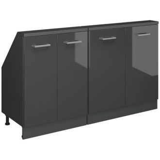 Vicco Ensembles de meuble de rangement sous pente Rion, Anthracite brillant/anthracite, Lot de 2, Vicco