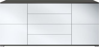 Vladon Sideboard Rova V2, Kommode mit 4 Türen und 4 Schubladen, Anthrazit matt/Weiß matt (166,5 x 75,5 x 35)