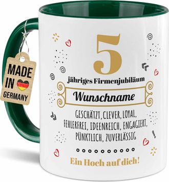 Tassendruck Personalisierte Tasse zum Dienstjubiläum - Ein Hoch auf dich! - mit Name und Zahl personalisieren - Geschenk zum Firmenjubiläum - Keramiktasse, 300 ml