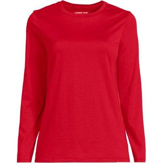 Lands End Supima-Shirt, Langarm, Damen, Größe:44-46 regular, Rot, Baumwolle, by Lands End