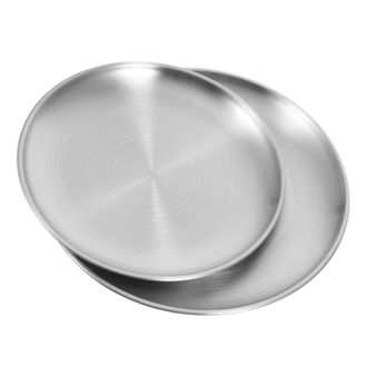 Cabilock 2st&uuml;cke Teiliges Edelstahl Rundes Langlebig Leicht Zu Reinigen Vielseitig F&uuml;r Grill K&uuml;che Camping Salat Snack Pizza Elegantes Design