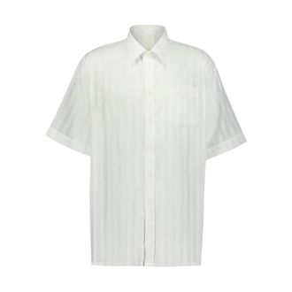 Givenchy Gestreiftes Baumwoll-Voile Kurzarmhemd - - Shirts - Herren - Wei&szlig; - XL