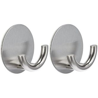 WENKO Wenko Wandhaken Rondo Edelstahl matt - selbstklebend, Edelstahl rostfrei, 5.3 x 2.5 x 5.3 cm, Matt (Packung mit 2)