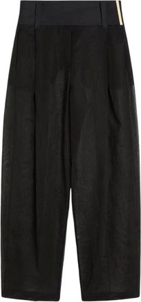 Sportmax Femme, Pantalons, Noir, Taille: 38 FR Pantalon Ample en Voile de Coton Organza