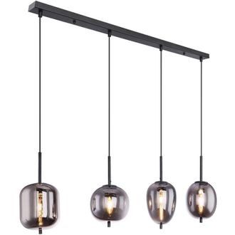 Globo Lighting Blacky Suspension de bar avec abat-jour en verre noir, 4 ampoules E14