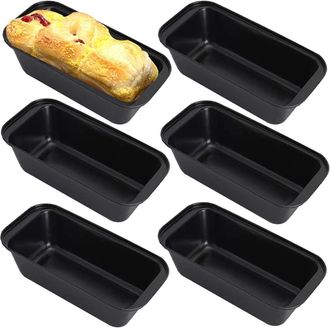 Egen Grehge Pan Loaf Tin for Baking, Non-Stick Carbon Steel Baking Bread Toast Mould Loaf Baking Pan Set (18.5 x 9.5 cm, Golden 6 Pieces)