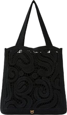 Pinko Pinko, Femme, Sacs, Noir, Taille: ONE Size Shopper Crochet Geometrico
