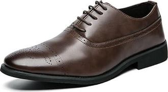 Generic Chaussures Oxford for Hommes, à Lacets, Bout Rond, Brogue, en Cuir PU gaufré, Bout Droit, Semelle en Caoutchouc, Semelle Basse antidérapante, Talon ca