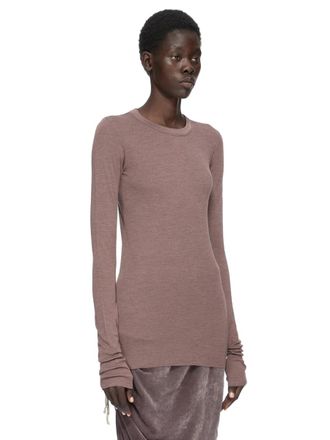 Rick Owens Womens T-Shirt Manches Longues Rib C&ocirc;tel&eacute; Violet Profond Purple T-Shirts And Polos