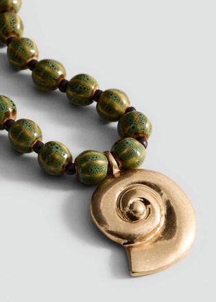 Mango Halskette mit Kugeln und Keramikmuschel-Applikation gold - Damen - Einheitsgr&ouml;&szlig;e - MANGO