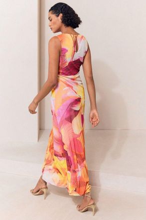Lipsy T&uuml;llkleid Lipsy &auml;rmelloses Maxikleid mit Mesh und Knoten (1-tlg)