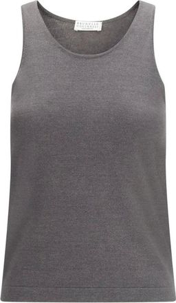 Brunello Cucinelli Femme, Tops, Gris, Taille: 40 FR Cashmere Crew Neck Top