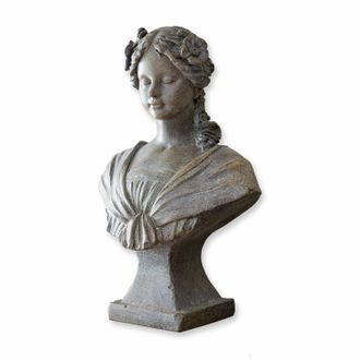 Loberon Büste Alexandra, antike Anmutung, reich verziert, edle Stein-Optik, Dekoration, Wohn-Accessoire, Deko-Objekt, Polyresin, antikgrau