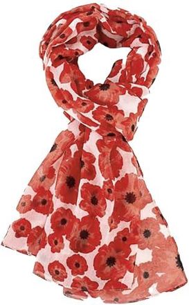 GFM Foulard imprim&eacute; coquelicot ou &eacute;charpe style pashmina - Jour du Souvenir,.Ppyscf-55-sfd-blanc, L