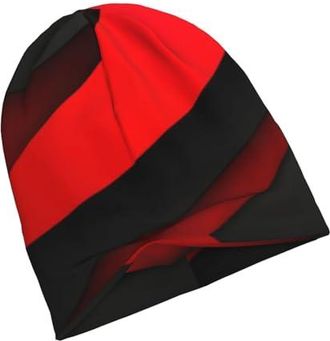 Generic Bonnets Rouge Noir Bonnet Tricoté Coupe-Vent Unisexe Bonnet Thermo pour Sport Homme Conduite