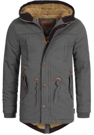 Indicode Herren Barge Winterjacke m. Kapuze & Teddyfutter | Winterparka Herrenjacke Parka Dk Grey, 3XL