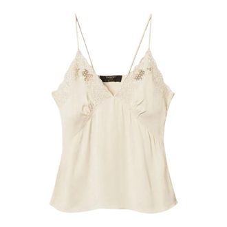 Twinset Envers Satin-Top mit Stickerei - - Tops - Damen - Beige - M