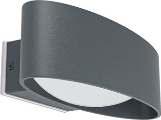 Eglo LED Au&szlig;en-Wandlampe Chinoa, Au&szlig;enleuchte Wand, Wandleuchte aus Aluminium und Stahl in Anthrazit und Kunststoff in Klar, Au&szlig;enlampe warmwei&szlig;, IP44