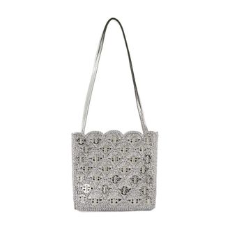 Paco Rabanne Femme, Sacs, Gris, Taille: ONE Size Sac bandouli&egrave;re Raphia Argent&eacute;