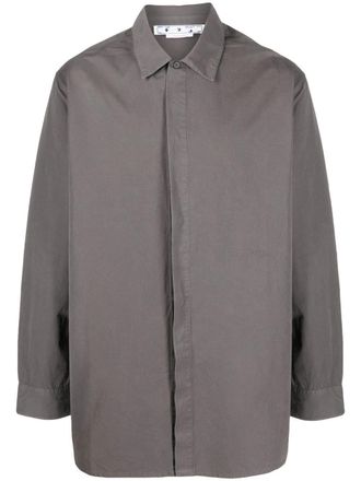 Off-white chemise oversize &agrave; logo brod&eacute; - Gris