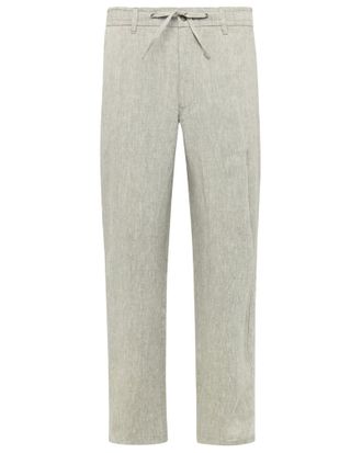 Tom Rusborg Sommerliche Leinenhose mit elastischem Bund und Kordelzug in