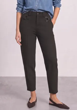 Street One Stoffhose STREET ONE, Damen, Gr. 32, L&auml;nge 28, braun (schwarz coffee), Stoff, 61% Viskose, 32% Polyamid, 7% Elasthan, unifarben, comfort fit kn&ouml;chelfr