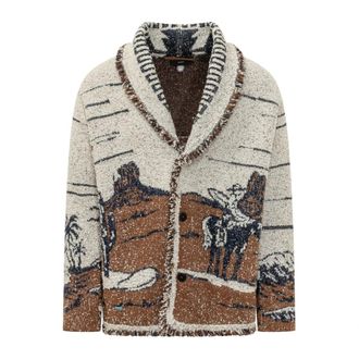 Alanui Strickjacke mit Palmen-Fransenbesatz - - Knitwear - Herren - Braun - M