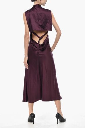 Off-white Satinkleid Bare Back BUCKLE mit Criss-Cross-Detail Off-White