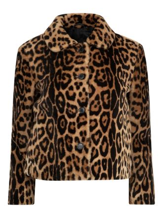 Nili Lotan Montmartre Shearling-Jacke mit Leoparden-Print - Braun