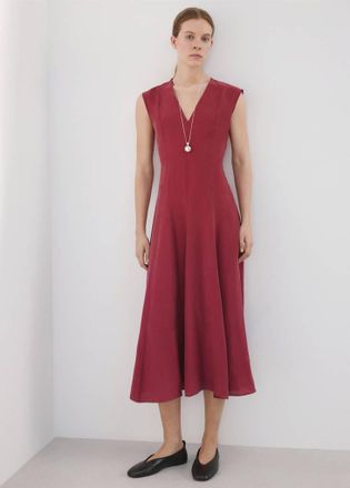 Mango Robe midi &agrave; col V orange br&ucirc;l&eacute; - Femme - XXS - MANGO
