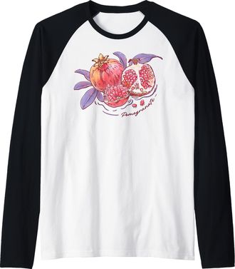 Trendy Apparel Pomegranate Arrangement Watercolor Painting Raglan