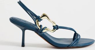Topshop Nova - Riemchen-Sandaletten in Petrol mit Metalldetail und mittelhohem Absatz-Blau