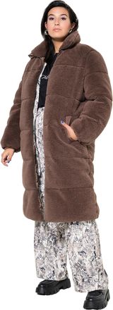 STUDIO UNTOLD Damen gro&szlig;e Gr&ouml;&szlig;en &Uuml;bergr&ouml;&szlig;en Plus Size Teddy-Steppmantel, Straight Shape, Nylon-Schulter Dunkelbraun 50+ 834785341-50+