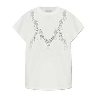 Stella McCartney T-Shirt aus Jersey mit Spitzendetails - - Tops - Damen - Wei&szlig; - S