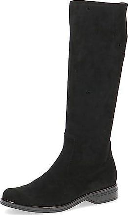 Caprice Bottes hautes pour femme sans talon Airmotion Plat jusquau genou Largeur G, Black Met Comb, 37.5 EU