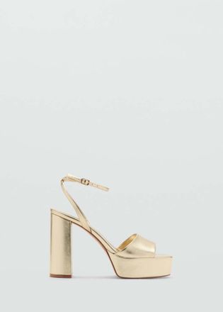 Mango Sandales talon effet m&eacute;tallis&eacute; or - Femme - 41 - MANGO