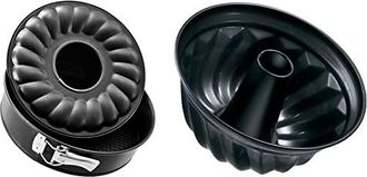 Zenker 6508 Springform mit Flach- und Rohrboden Ø 26 cm, black metallic & Z6527 Gugelhupfform Ø 25 cm, Kuchenform stabil & beschichtet, für saftigen Gugelhup