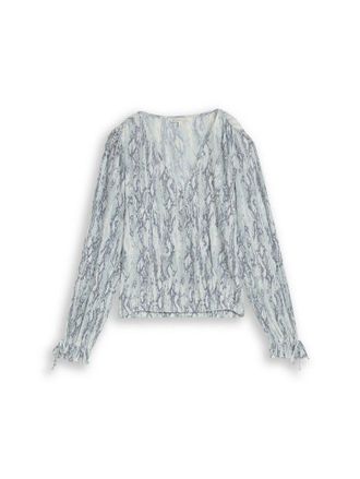 Tom Tailor Langarmbluse Blusen & Shirts Crinkle Wickelbluse mit Schlangenprint