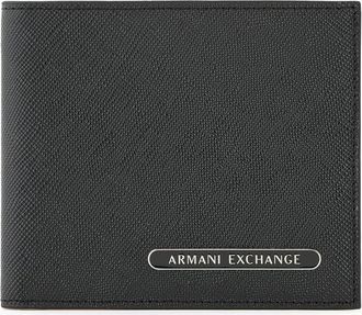 A|X Armani Exchange Mens Essential, Barcelona Side Logo Lettering Bi-Fold Wallet, Black, TU