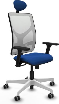 Piqueras y Crespo Arbeitsstuhl mit Armlehnen, h&ouml;henverstellbarer Lendenwirbelst&uuml;tze und festem Kopfteil, ausgestattet mit Sincro 3 Positionen und Schneideschaum, Wei&szlig;/B