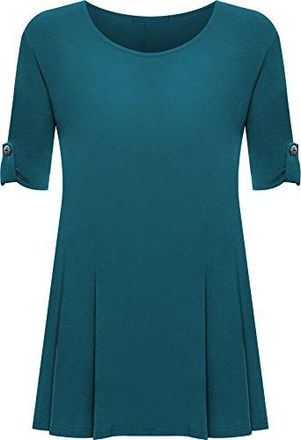 WearAll Haut Flottant avec Une Encolure degagée et à Manches Longues - Hauts - Femmes - Sarcelle - 54-56