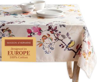 Maison d'Hermine Tischdecke, rechteckig, 100 % Baumwolle, Herbsttischdecke, wiederverwendbar, f&uuml;r den t&auml;glichen Gebrauch, f&uuml;r Thanksgiving, Weihnachtsdekoration, Esszi