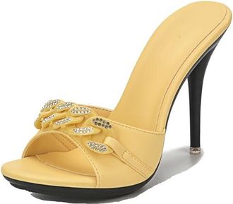Miyoopark Mules sexy pour femme avec talon aiguille Mule d&eacute;t&eacute;, T88 strass jaune, 43 EU