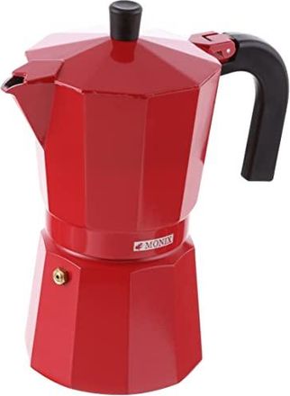 Monix Fresa | Italienische Aluminium-Kaffeemaschine, 9 Tassen, erdbeerfarben, geeignet f&uuml;r alle Arten von Arbeitsplatten, au&szlig;er Induktion