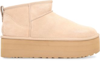 UGG Womens Classic Ultra Mini Sheepskin Boots Beige