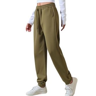 Generic Pantalon de surv&ecirc;tement pour femme - Couleur unie - D&eacute;contract&eacute; - Multi-usage - Cuffed Cuffed - Pantalon femme &eacute;l&eacute;gant, kaki, XXL