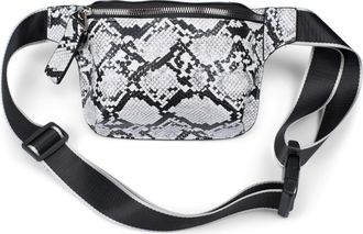 styleBREAKER Damen Bauchtasche mit Schlangen Muster, Verstellbarer Gurt, Reißverschluss, Gürteltasche, Hüfttasche 02012321, Farbe:Weiß-Schwarz